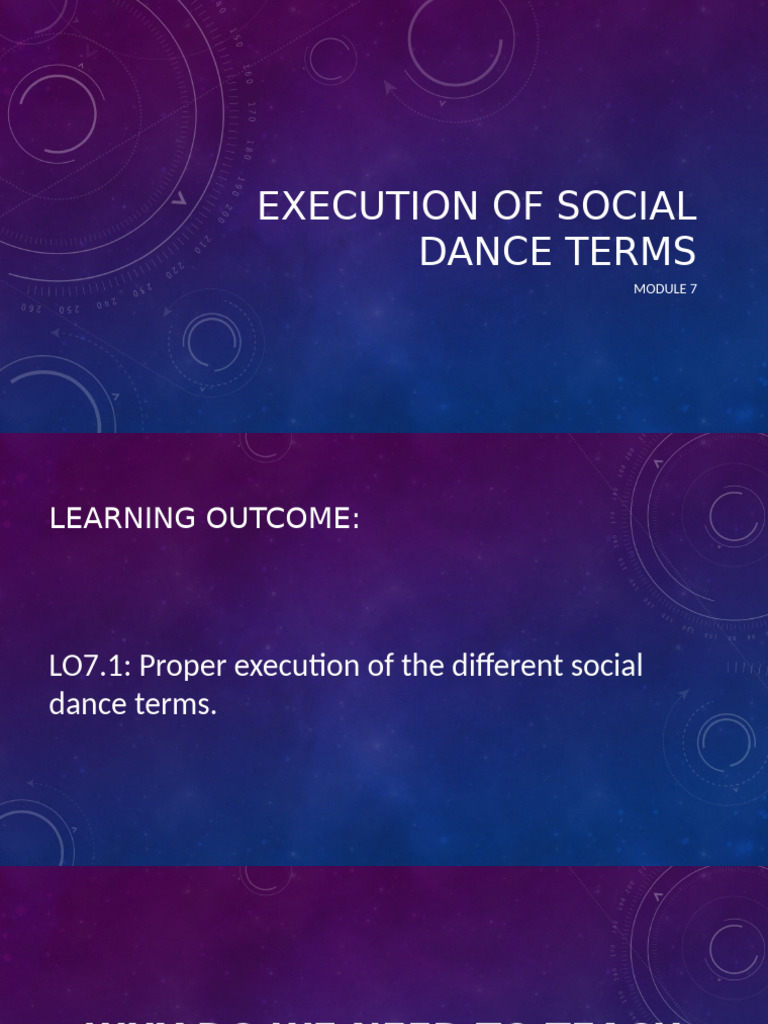 Module 7 Social Dance Terms | PDF | Dances | Ballroom Dance