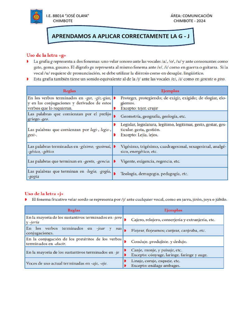 USO DE LA G - J | PDF
