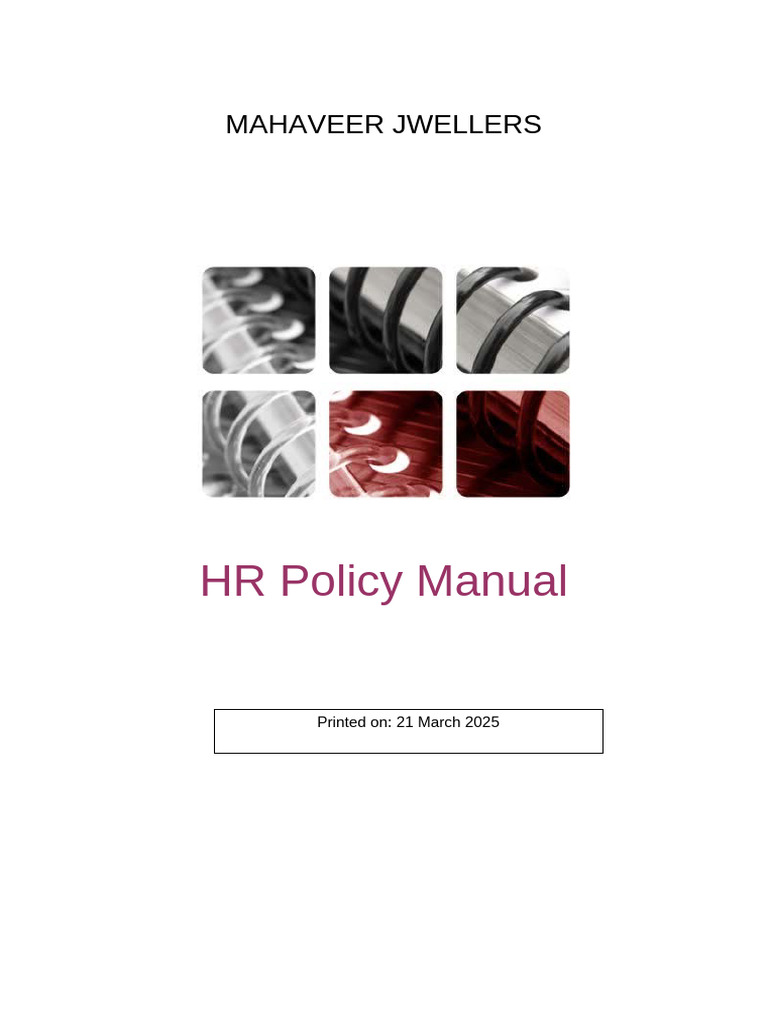 HR Policy Manual Template | PDF | Employment | Occupational Safety And ...
