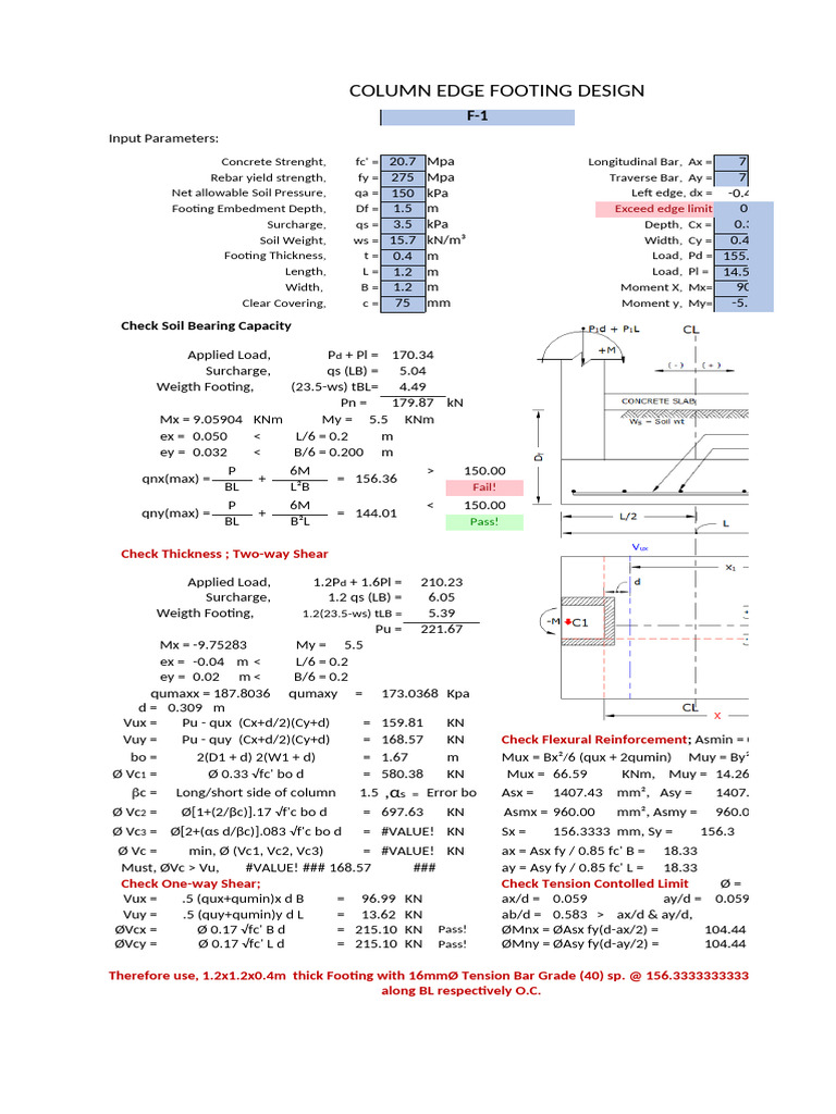 Isolated Edge Column Footing | PDF | Building Materials | Soil