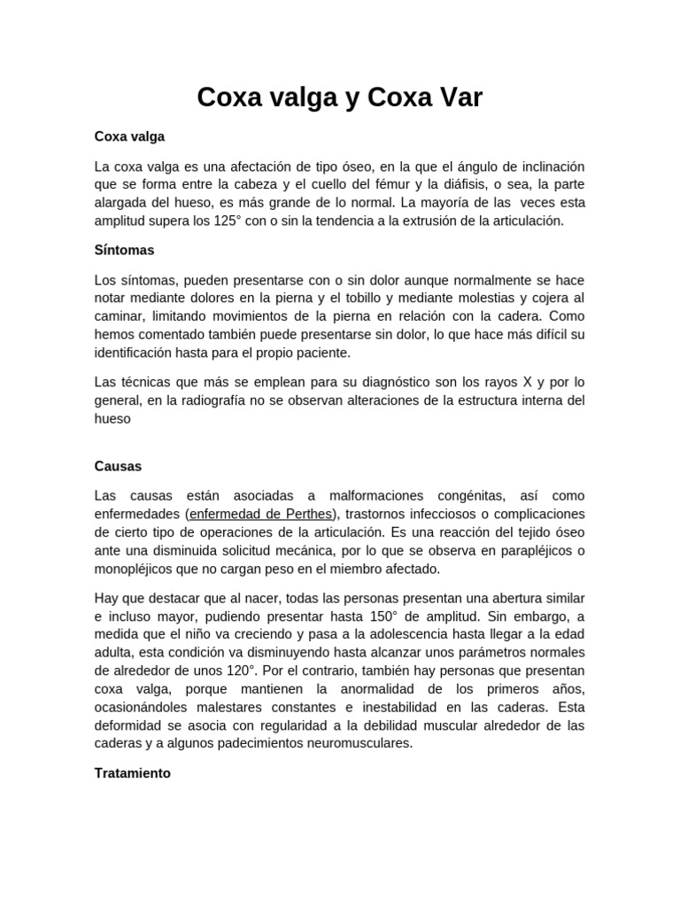 Diferencias entre Coxa Vara y Valga | PDF | Hueso | Sistema ...