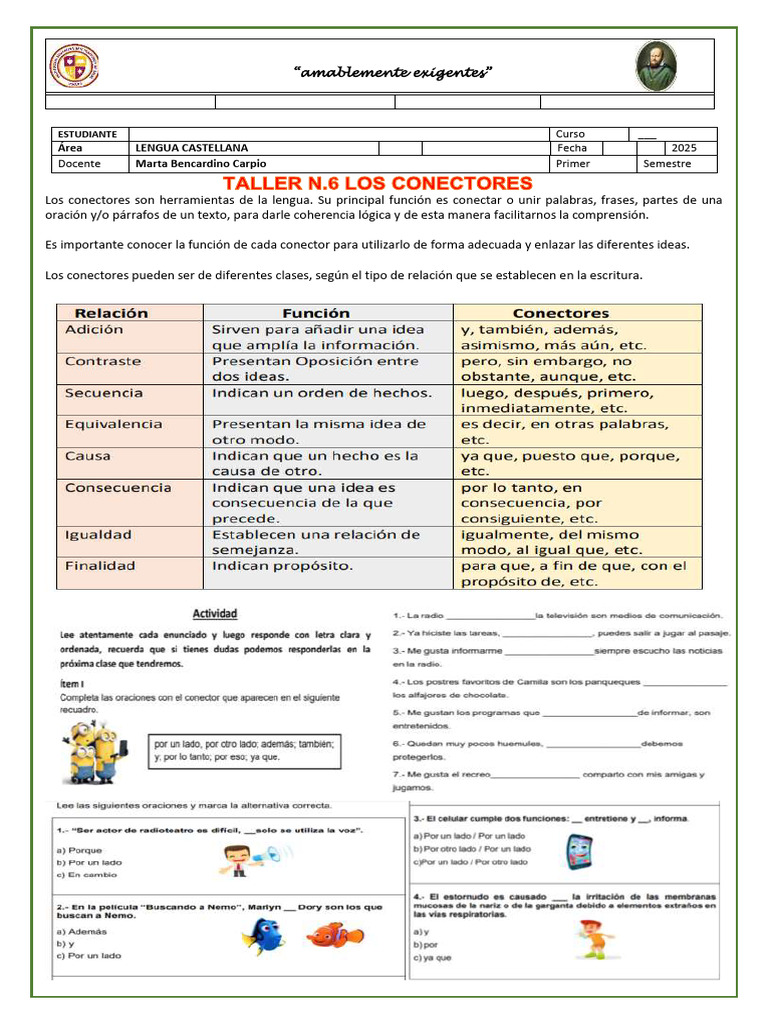 6.taller N.6 Los Conectores | PDF