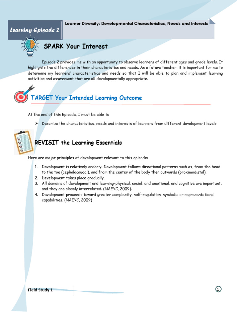 ELC 101 Learning Episode 2-FINAL | PDF | Developmental Psychology | Learning
