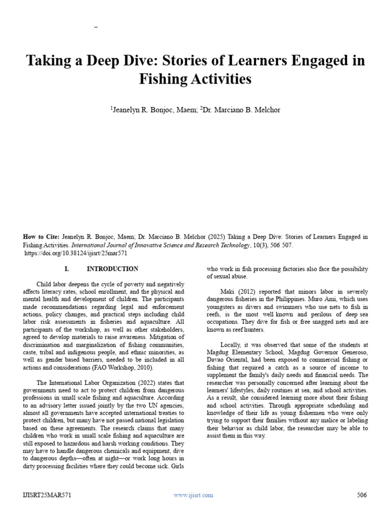 Taking A Deep Dive: Stories of Learners Engaged in Fishing Activities ...