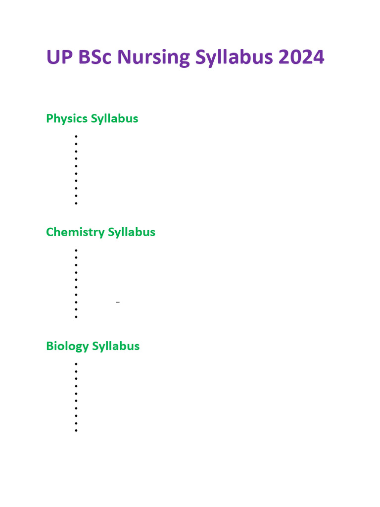 UP BSC Nursing Syllabus 2024 | PDF