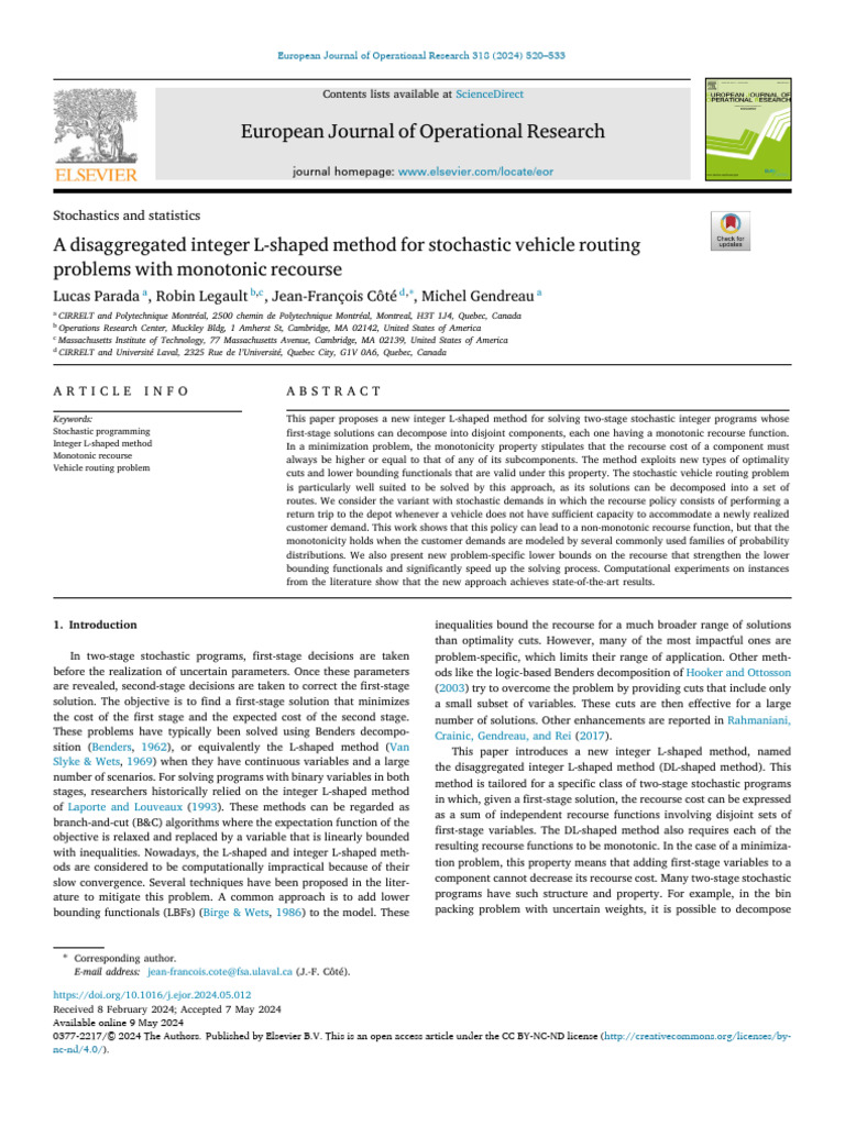 Disaggregated Integer L-Shaped Method | PDF | Applied Mathematics ...
