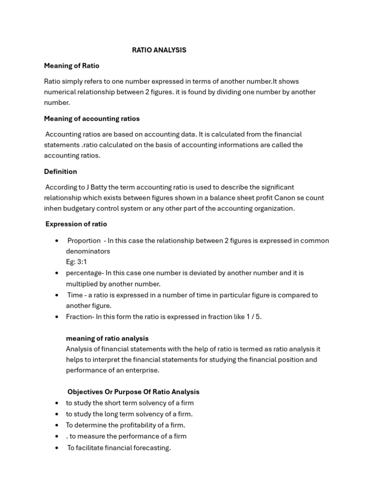 Ratio Analysis | PDF