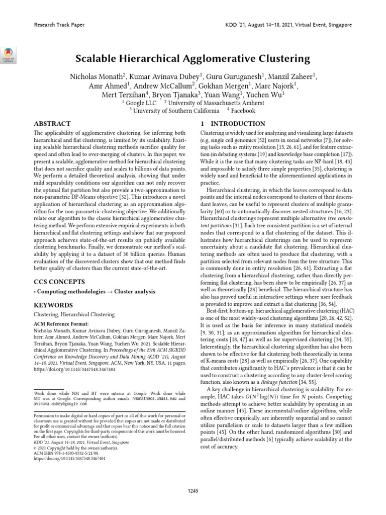 Scalable Hierarchical Agglomerative Clustering | PDF | Cluster Analysis | Applied Mathematics