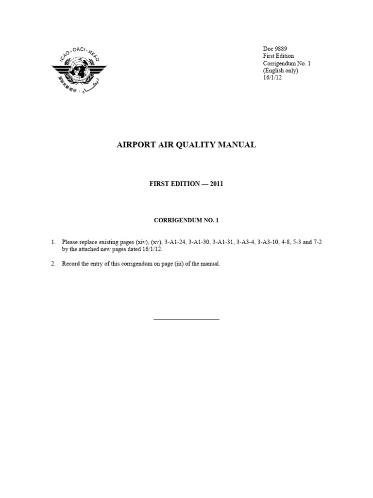 FINAL - Doc 9889.corrigendum - en | PDF | Aviation