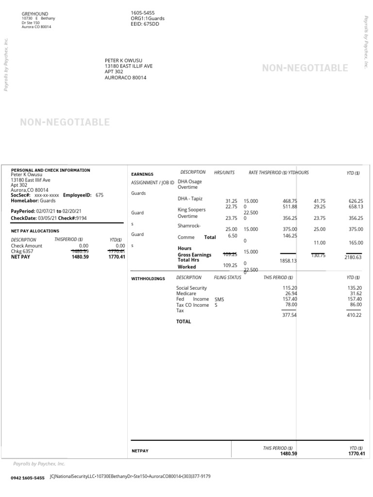 CheckStub 2021-03-05.pdf 20250321 135236 0000 | PDF | Payroll ...