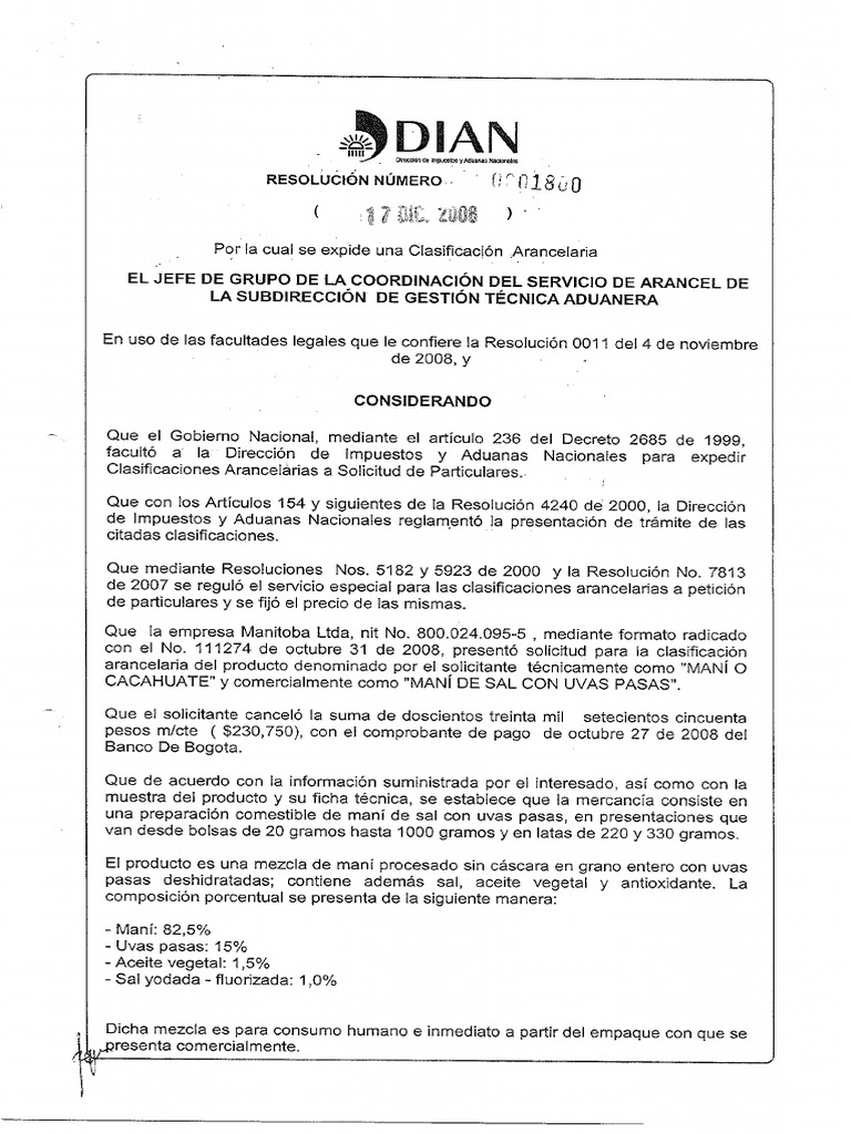 Resolucion 01800 de 2008 | PDF