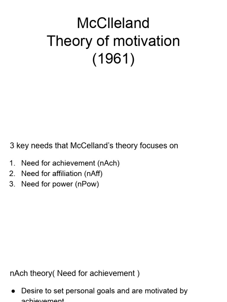 McClelland's Motivation Theory Explained | PDF