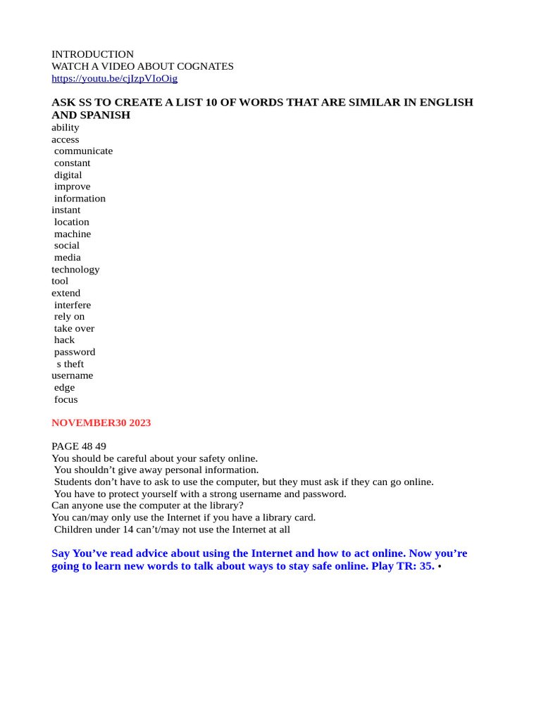 Vocabulary for Online Safety Unit 3 | PDF