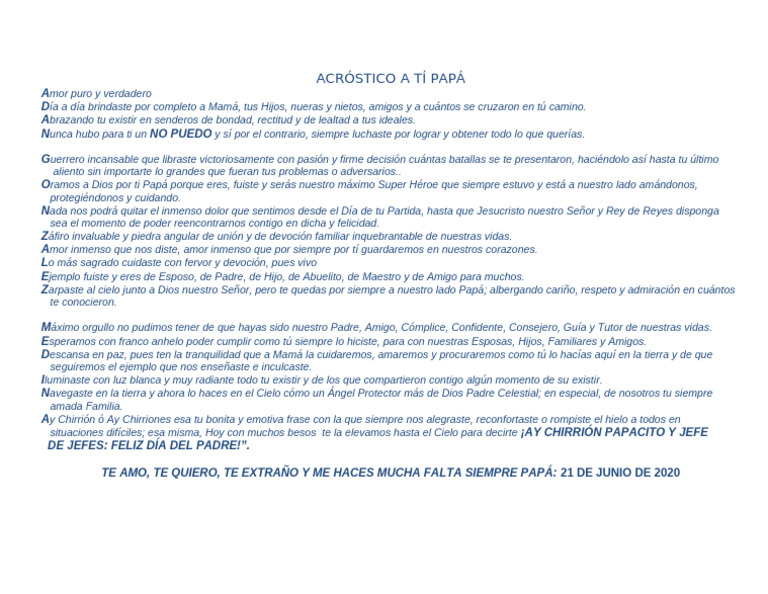 Acróstico A Papá | PDF | Amor