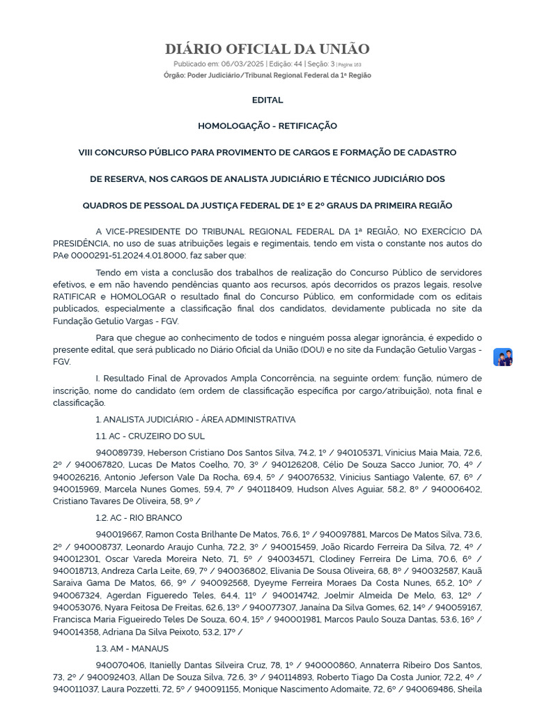 Edital Retificacao Concurso | PDF | Brasil