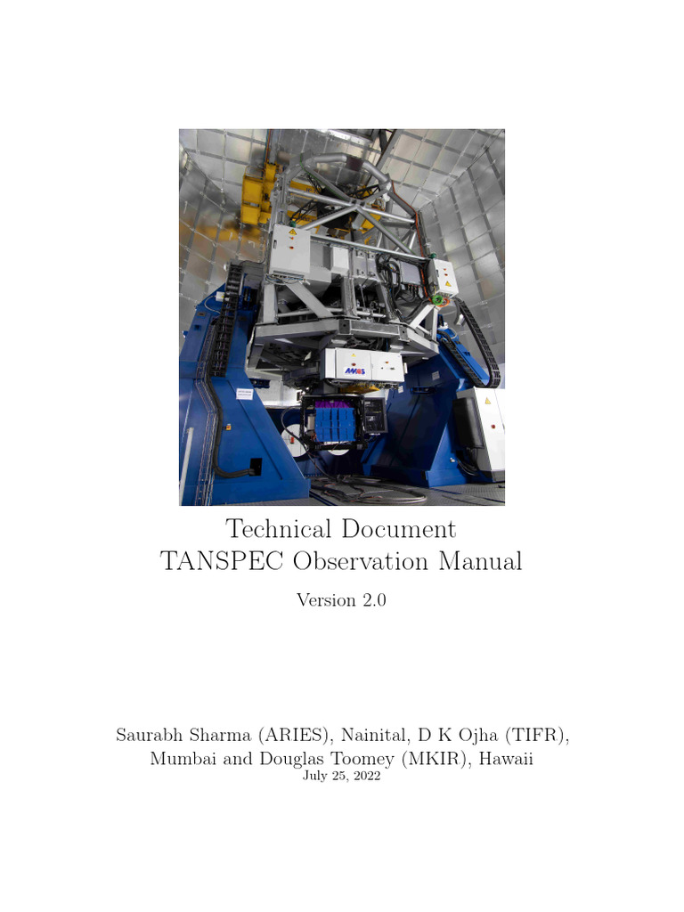 TANSPEC Observation Manual Guide | PDF | Spectroscopy | Pixel