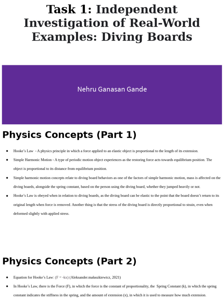 Task 1 - Independent Investigation of Real-World Examples On Diving ...