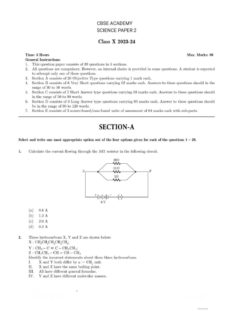 SC Sample Paper 2 Unsolved | PDF