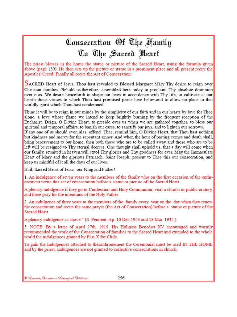 Consecration To The Sacred Heart - Rituale Romanum - EN - 1925 | PDF ...