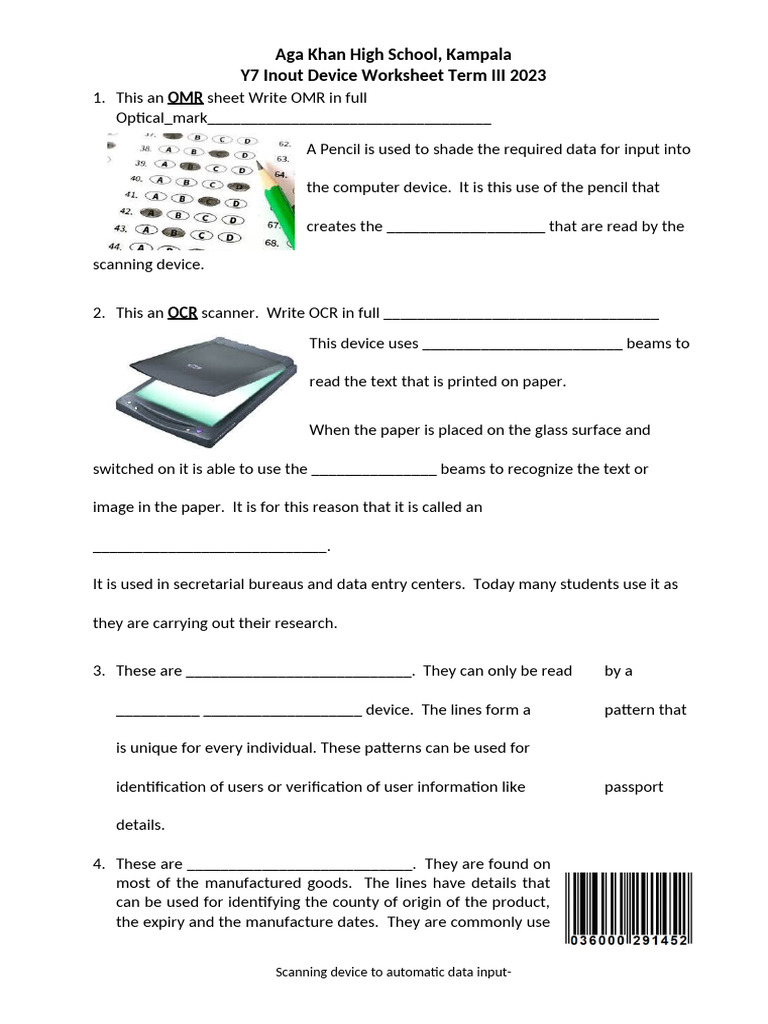 DATA INPUT Using Automatic Scanning Device | PDF | Computing