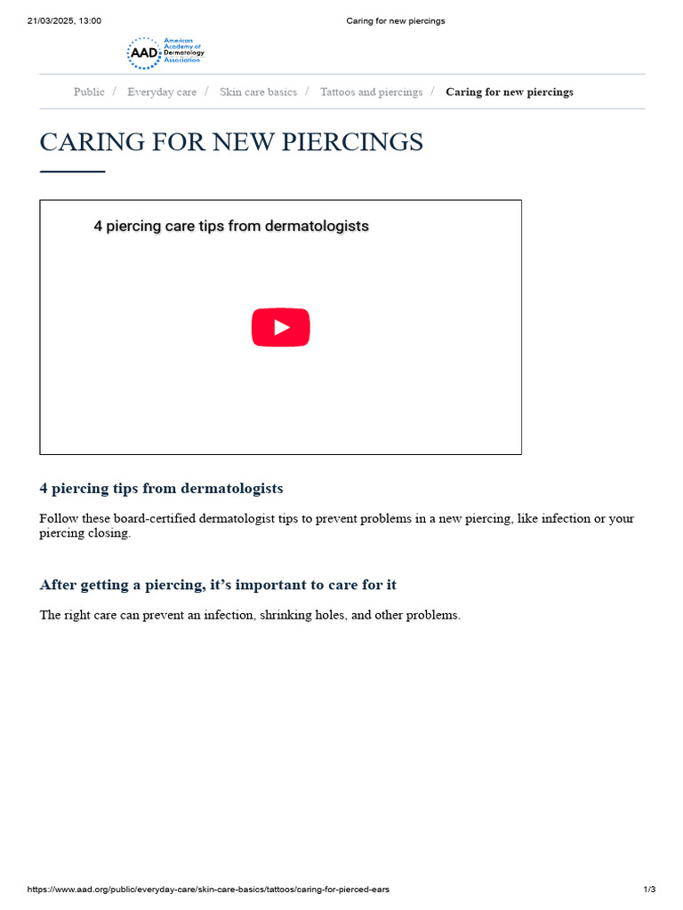 New Piercing Care Tips from Dermatologists | PDF | Skin Care | Dermatology