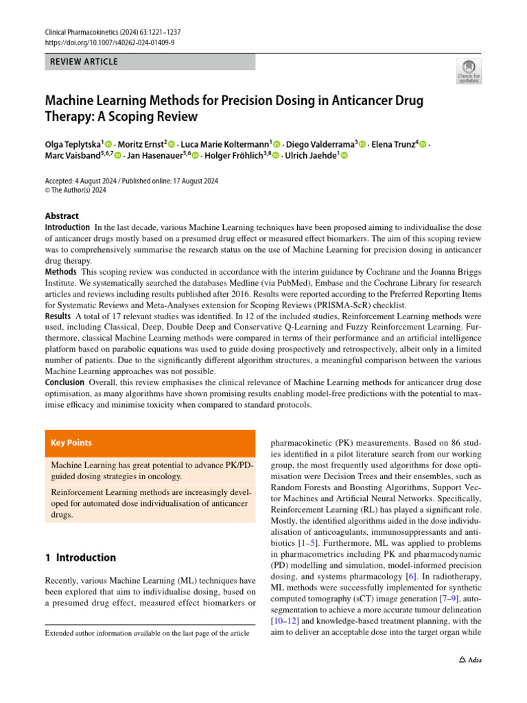 s40262-024-01409-9 | PDF | Systematic Review | Machine Learning