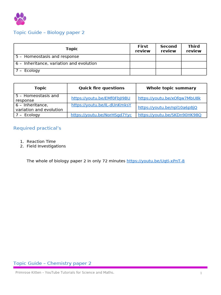 Paper 2 Checklists Trilogy | PDF | Dominance (Genetics) | Genotype