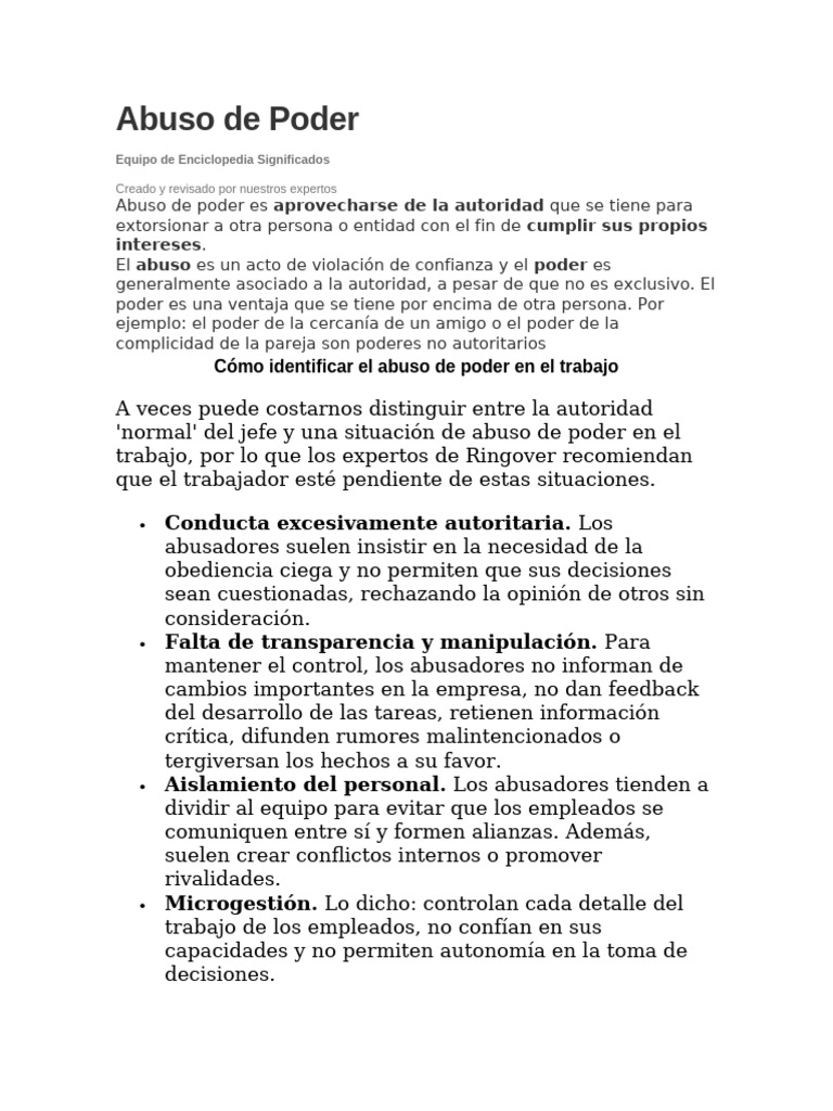 Abuso de Poder | PDF | Acoso