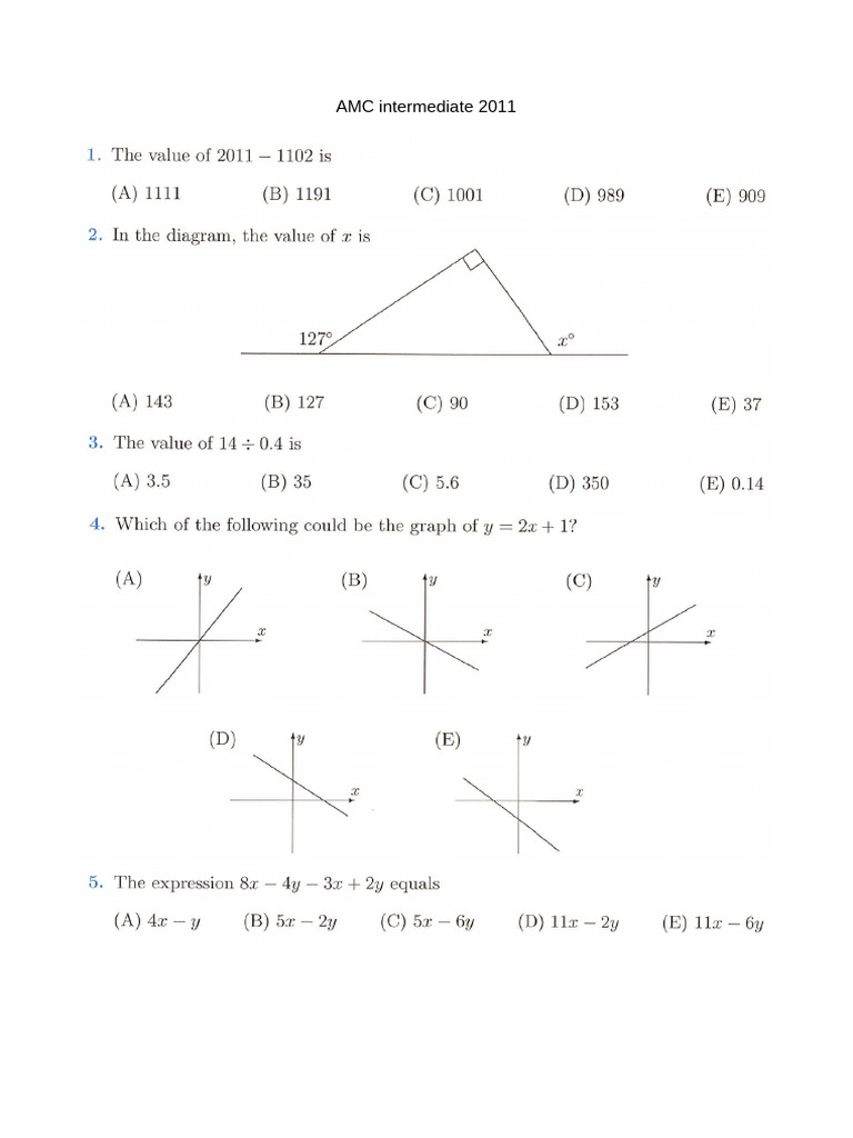 AMC Intermediate 2011 Questions With Grid | PDF
