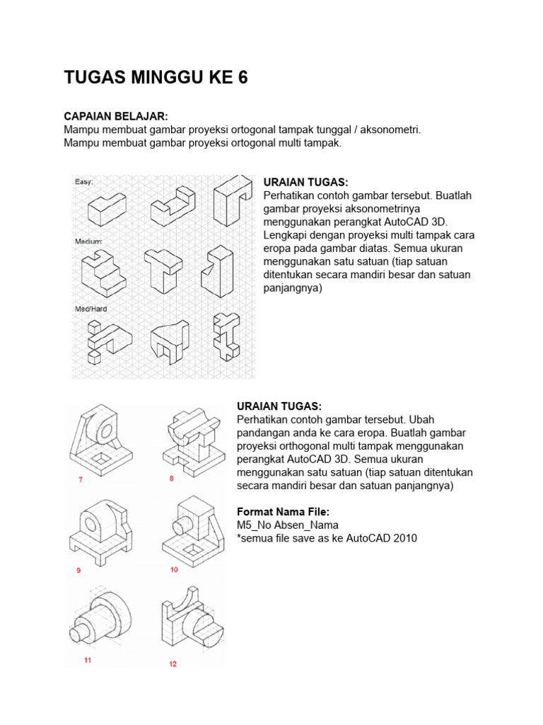 Tugas M6 - Isometri Dan Aksonometri Dari 3D | PDF