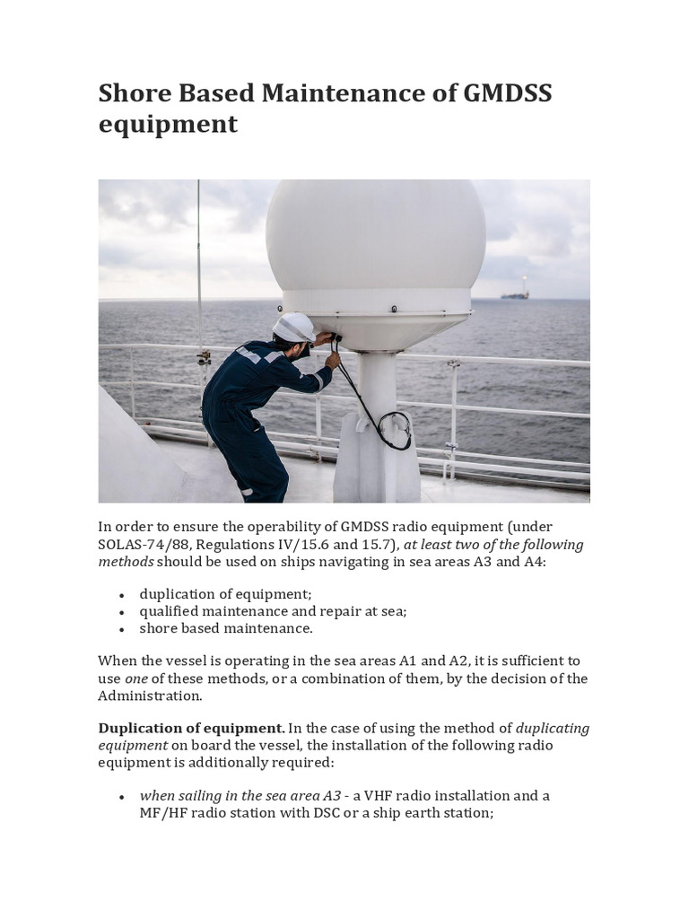 Shore Based Maintenance of GMDSS Equipment | PDF | Wireless | Radio