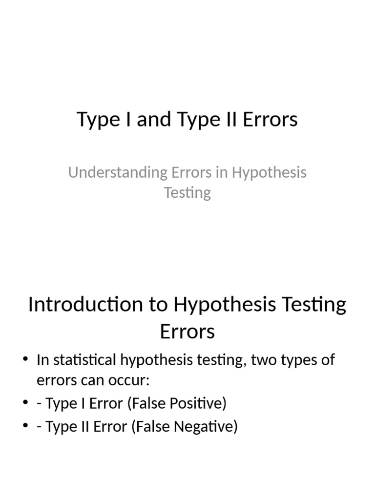 Type I and Type II Errors | PDF
