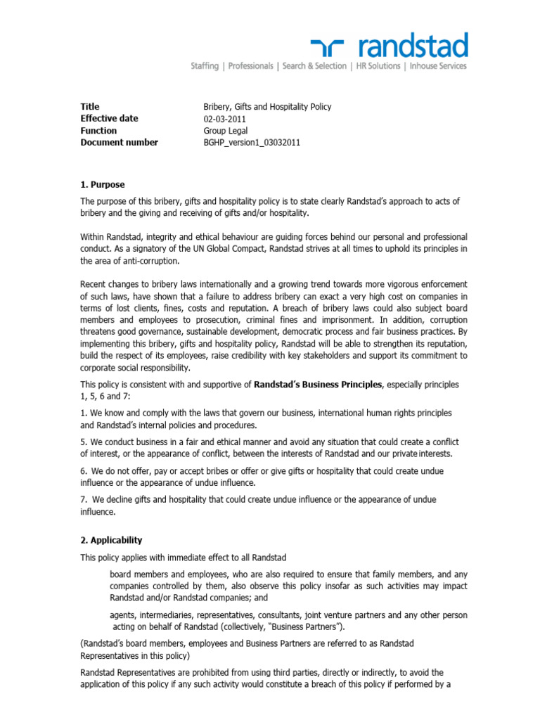 Bribery Gifts and Hospitality and Corruption | PDF | Bribery | Business