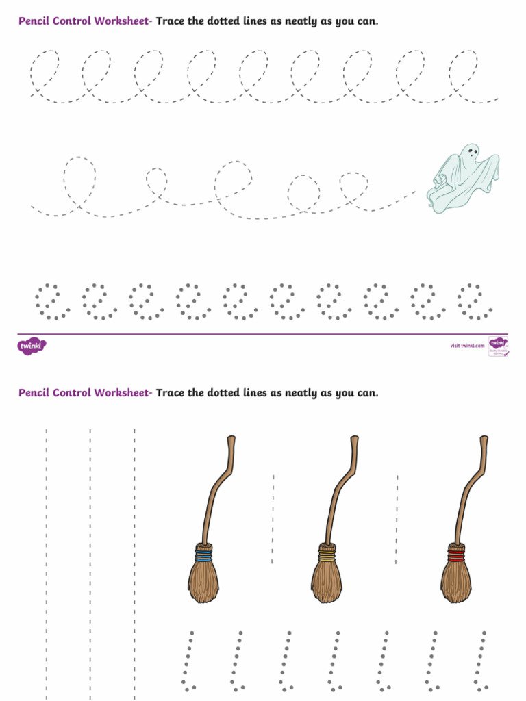 Halloween Pencil Control Worksheet | PDF