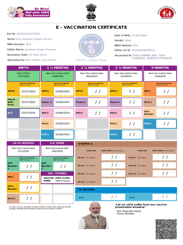 Raj Vardhan Singh Parmar-20240910-ReportCard | PDF | Vaccination ...