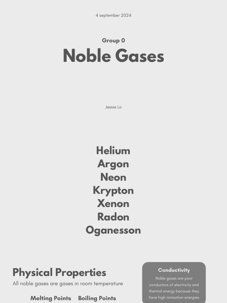 Properties and Trends of Noble Gases | PDF