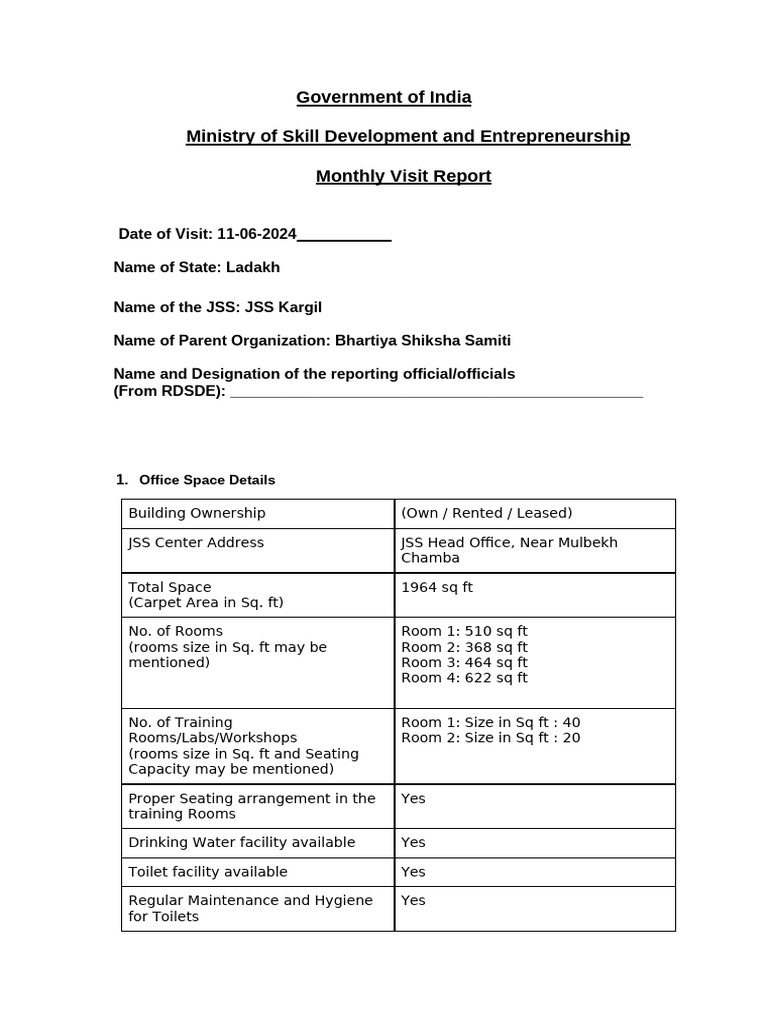 Format For Visit of The JSSs by The RDSDEs | PDF