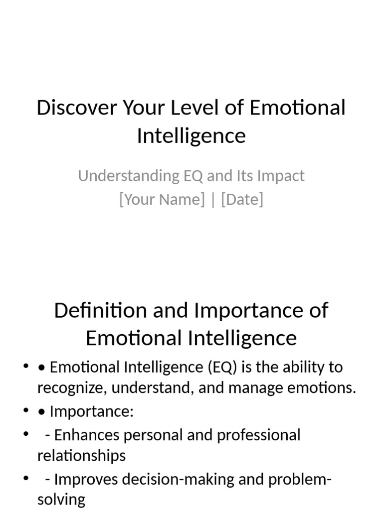 Discover Your Level of Emotional Intelligence | PDF