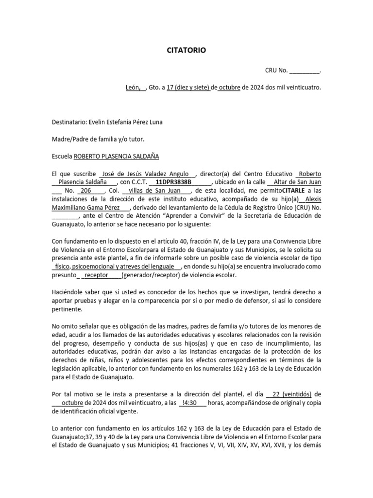 CITATORIO Maximiliano | PDF