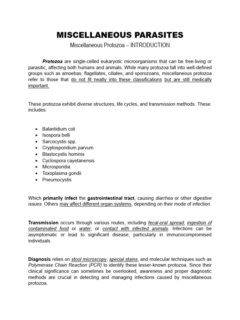 Intro-to-Miscellaneous-Parasites & B. Coli | PDF | Microbiology ...