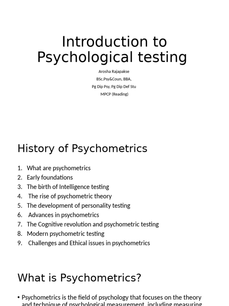 Introduction To Psychological Testing | PDF | Psychometrics | Psychology