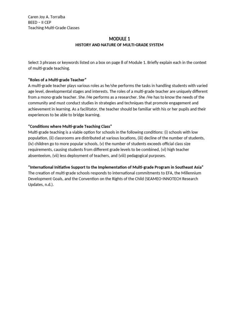 Teaching Multi Grade Pdf