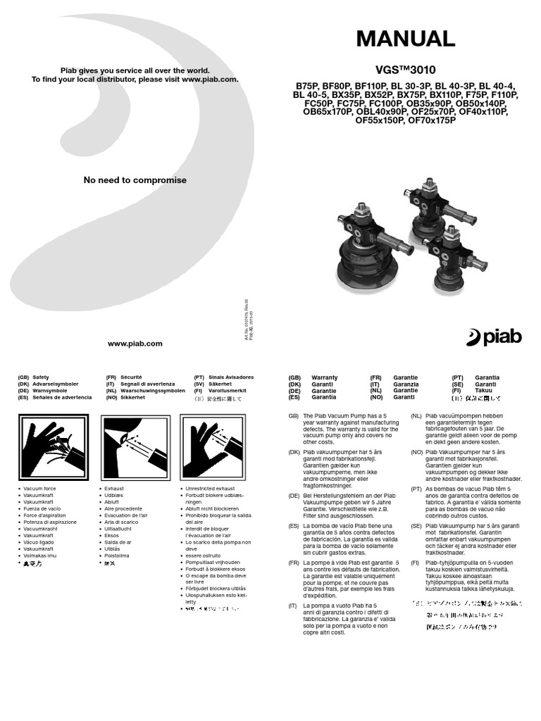 Piab - Vacuum Generators - VGS3010 Series - Instructions Manual | PDF ...