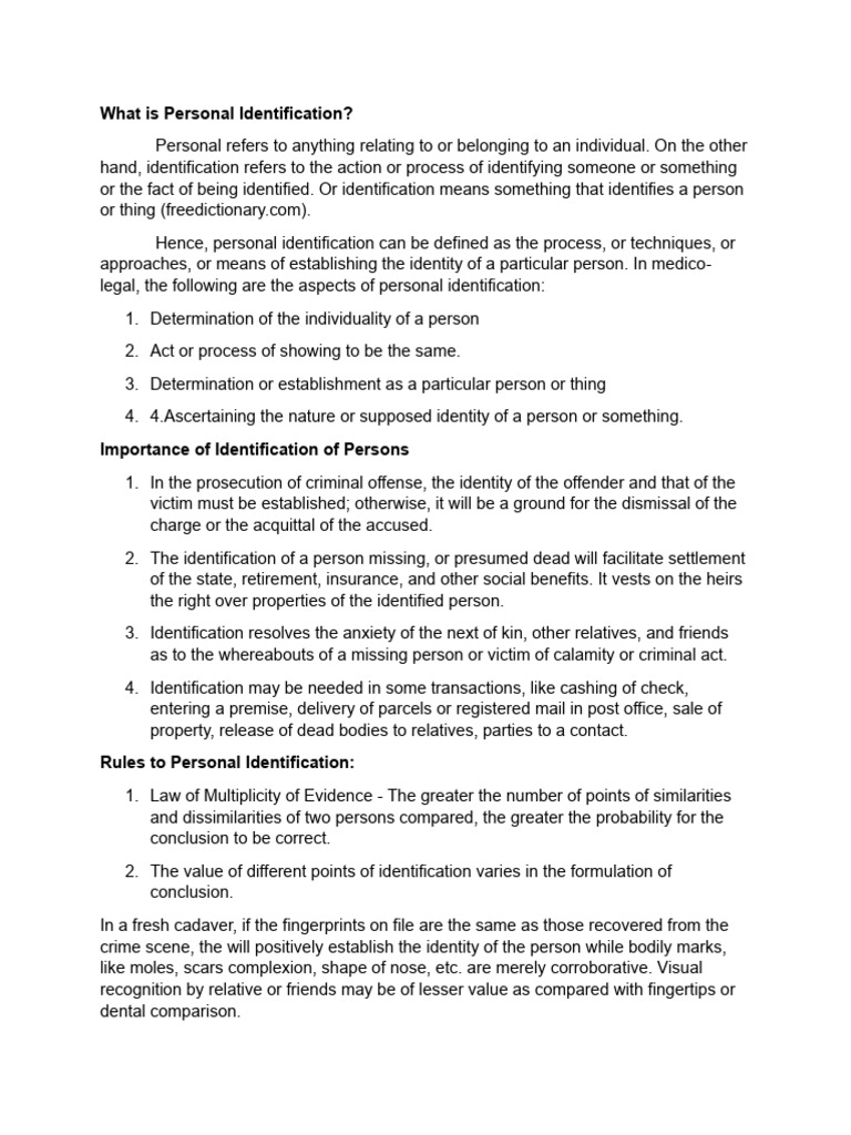 Understanding Personal Identification Methods | PDF