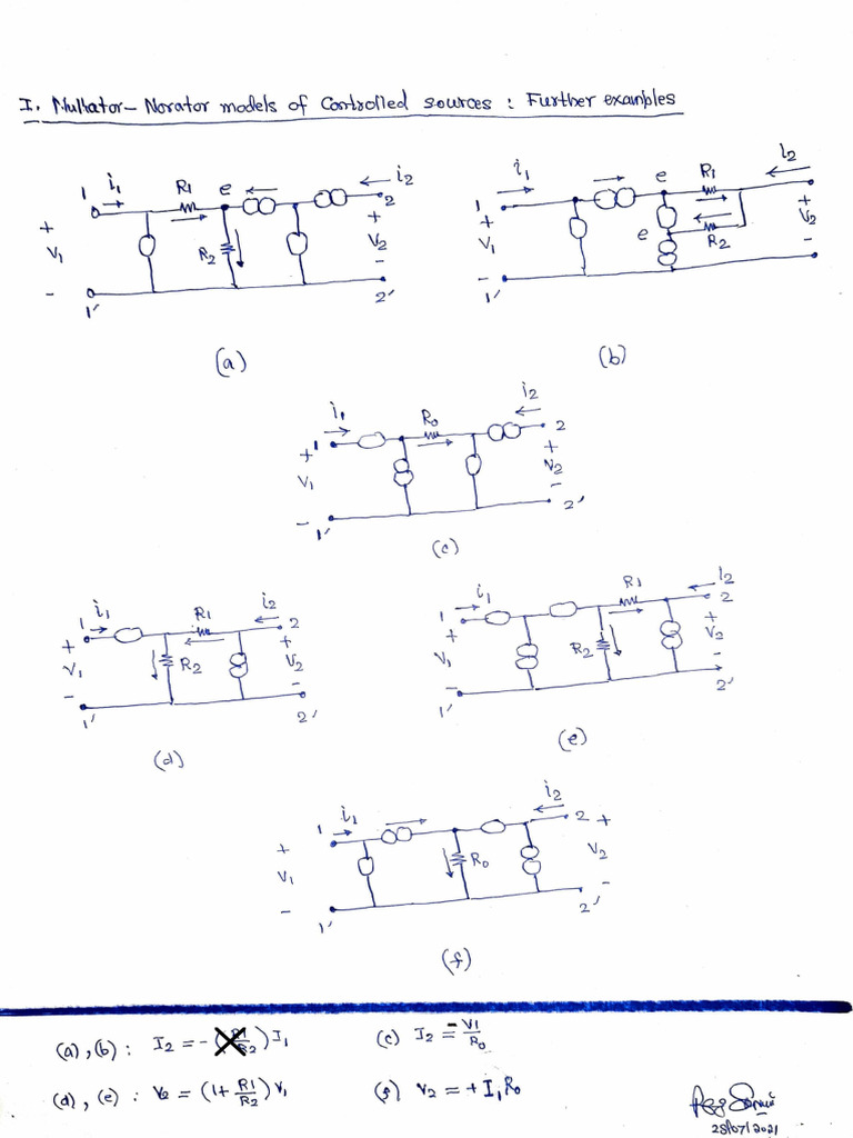 Nullator-Norator Models of Controlled Sources-Further Examples | PDF