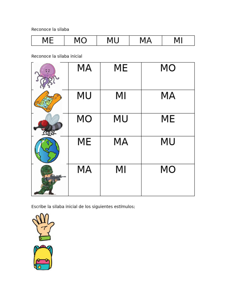 Reconoce La Silaba M | PDF