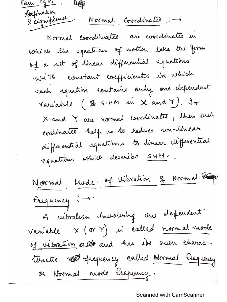 Normal Coordinates and Normal Modes Defi | PDF
