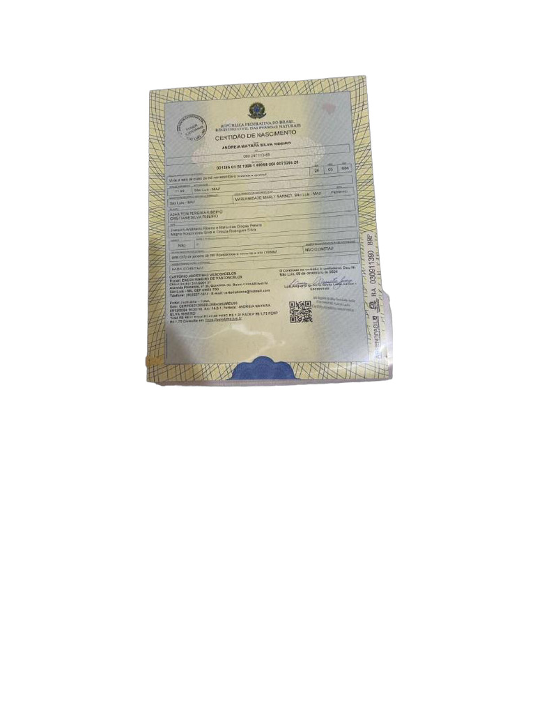 Certidao de Nascimento Andreia | PDF