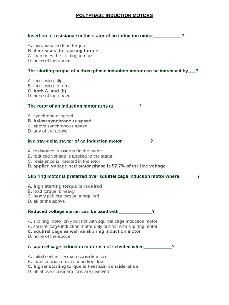 Polyphase Induction Motors | PDF | Electric Motor | Manufactured Goods