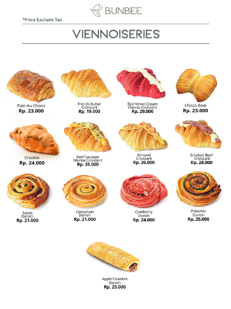 Viennoiseries and Baked Goods Menu | PDF